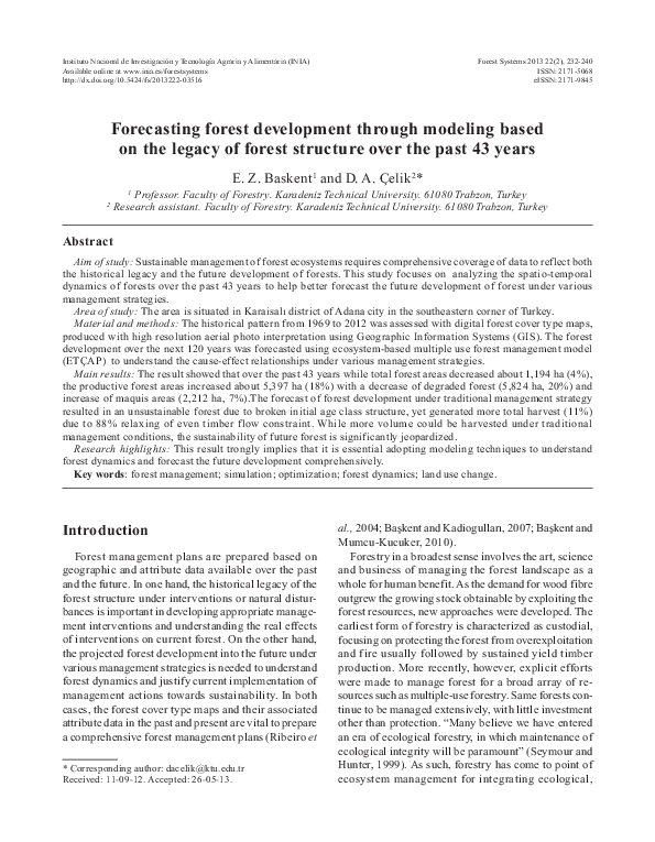 (PDF) Forecasting forest development through modeling based on the ...