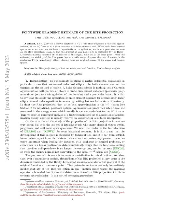 (PDF) Pointwise gradient estimate of the ritz projection