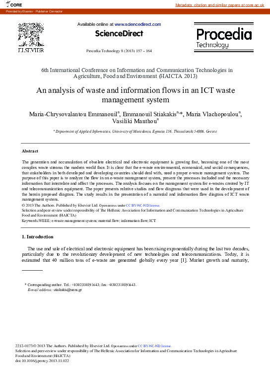(PDF) An Analysis of Waste and Information Flows in an ICT Waste ...