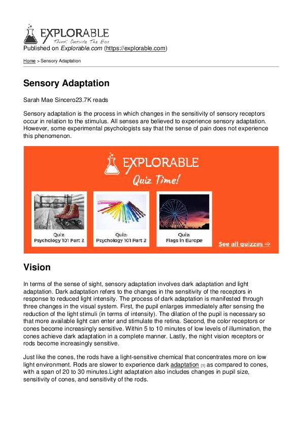 (PDF) Sensory Adaptation
