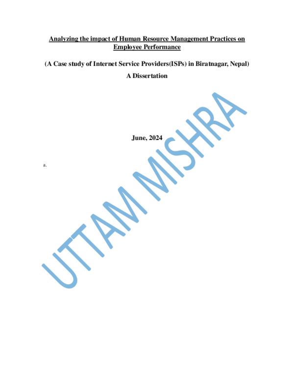 Pdf Analyzing The Impact Of Human Resource Management Practices On Employee Performance A