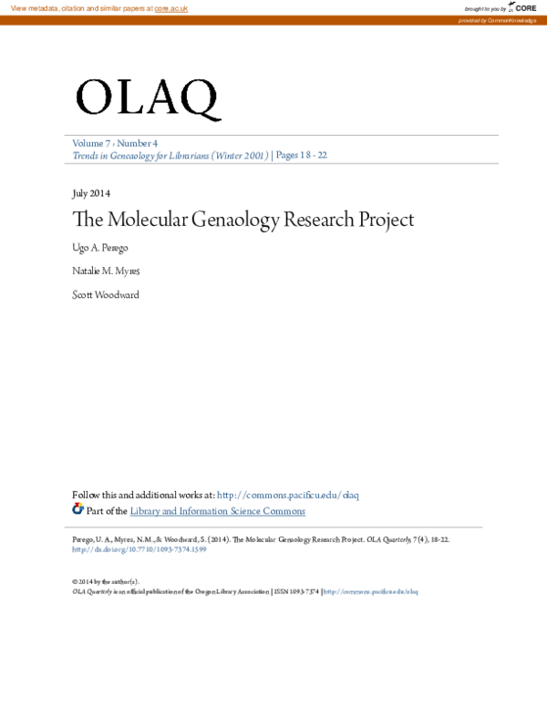 (PDF) The Molecular Genaology Research Project
