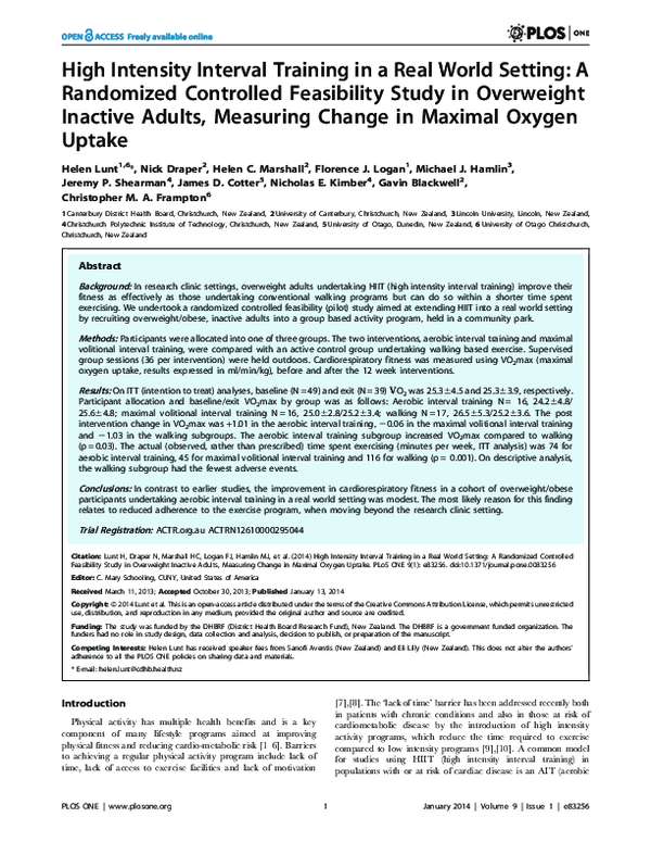 (PDF) High Intensity Interval Training in a Real World Setting: A Randomized Controlled ...