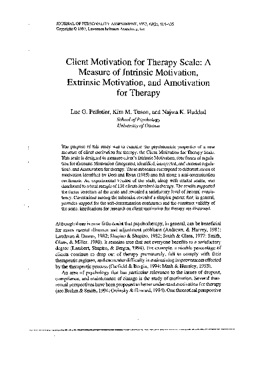 (PDF) Client Motivation for Therapy Scale: A Measure of Intrinsic ...