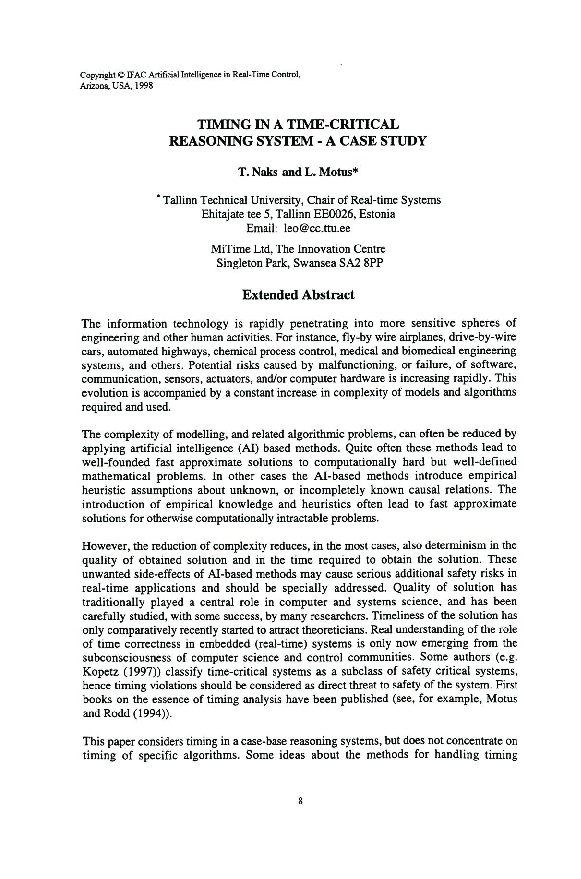 (PDF) Timing in a Time-Critical Reasoning System - A Case Study