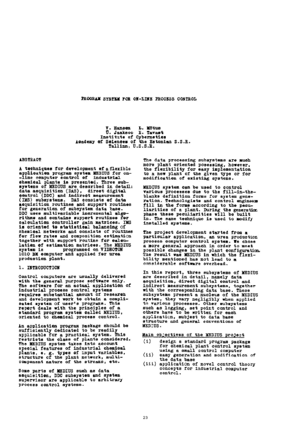 (PDF) Program System for On-Line Process Control