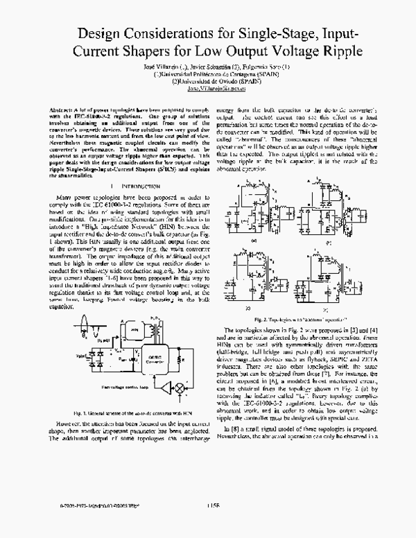 (PDF) Design considerations for single-stage, input-current shapers for low output voltage ripple
