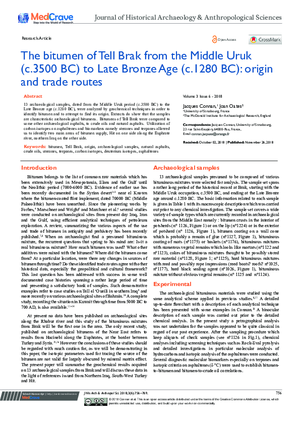 (PDF) The bitumen of Tell Brak from the Middle Uruk (c.3500 BC) to Late ...