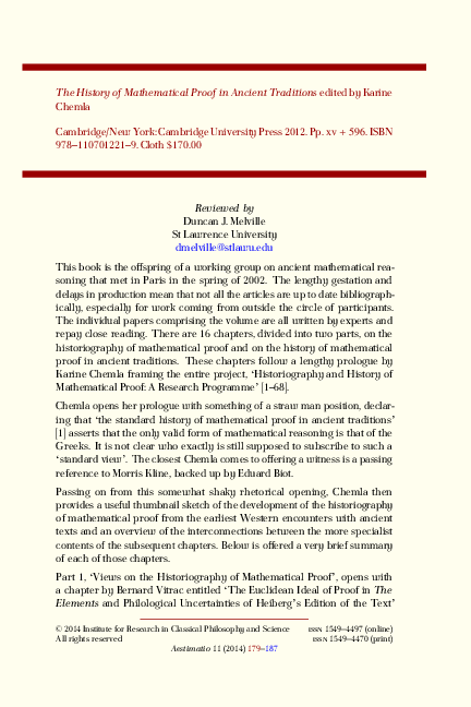 (PDF) The History of Mathematical Proof in Ancient Traditions