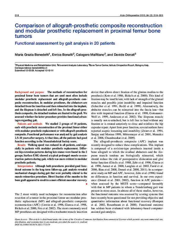 (PDF) Comparison of allograft-prosthetic composite reconstruction and ...