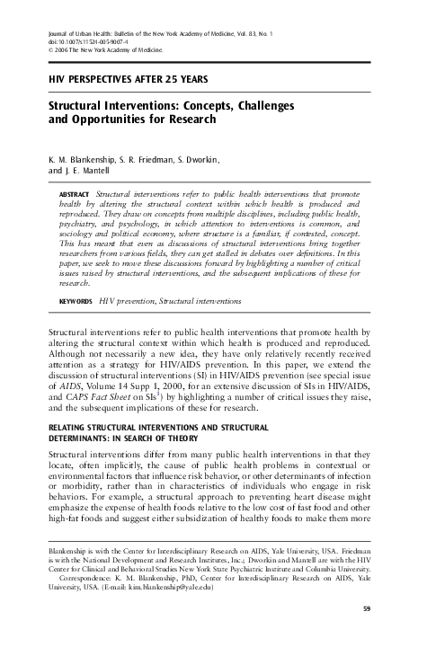 (PDF) Structural Interventions: Concepts, Challenges and Opportunities ...