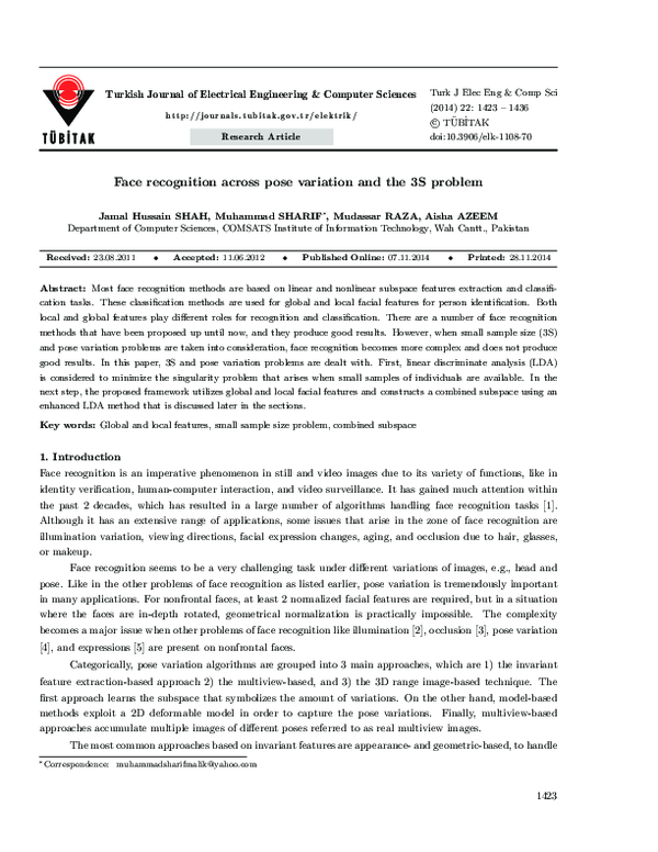 (PDF) Face recognition across pose variation and the 3S problem