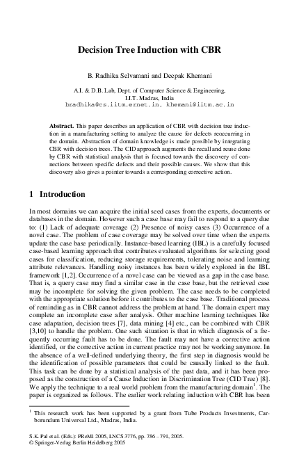 (PDF) Decision Tree Induction with CBR