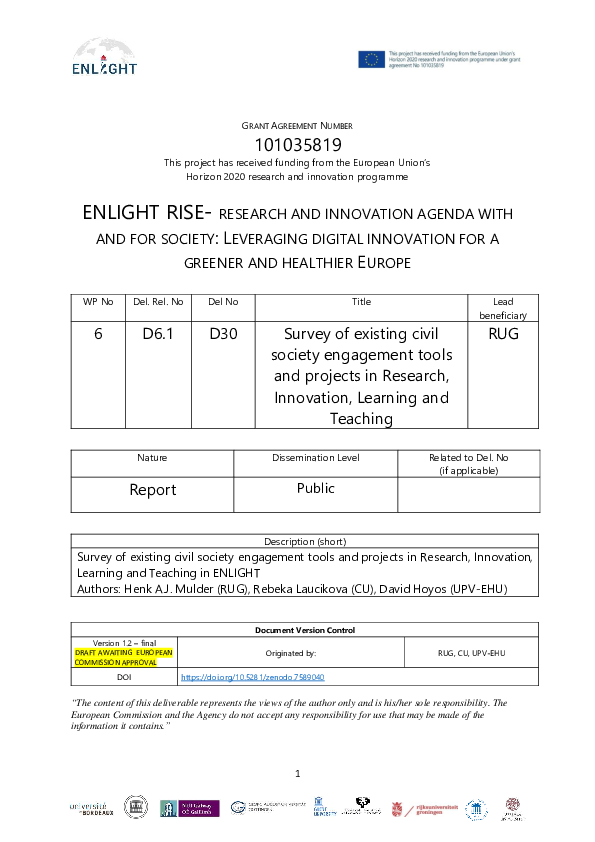(PDF) ENLIGHT RISE - Deliverable 6.1 - Survey of existing civil society ...