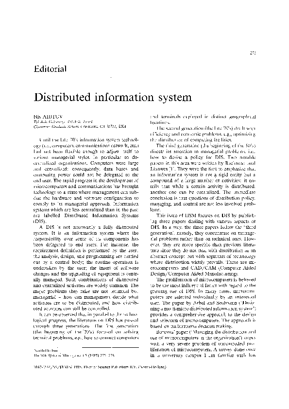 (PDF) Distributed information system