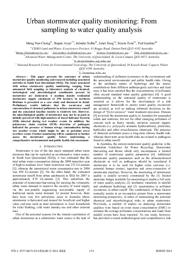 (PDF) Urban stormwater quality monitoring: From sampling to water ...