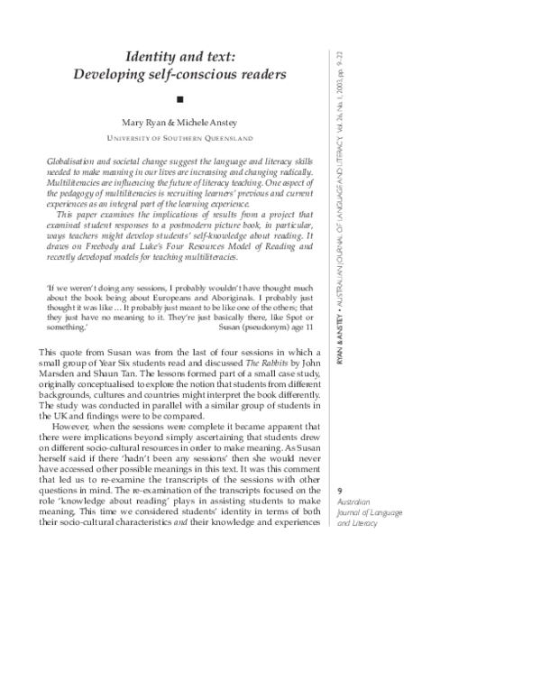 (PDF) Identity and text: Developing self-conscious readers
