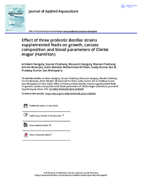(PDF) Effect of three probiotic Bacillus strains supplemented feeds on growth, carcass ...