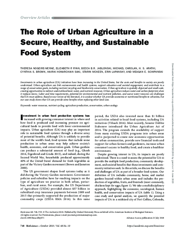 (PDF) The Role of Urban Agriculture in a Secure, Healthy, and ...