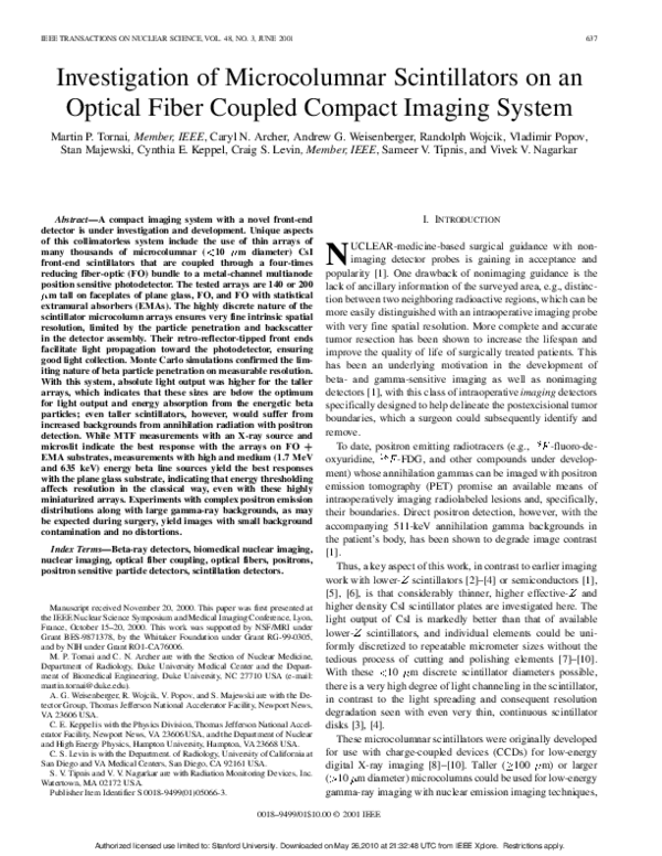 (PDF) Investigation of microcolumnar scintillators on an optical fiber ...