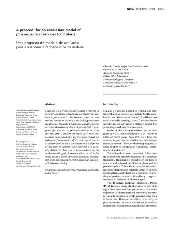 (PDF) A proposal for an evaluation model of pharmaceutical services for ...