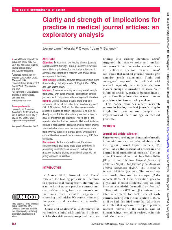 (PDF) Clarity and strength of implications for practice in medical ...