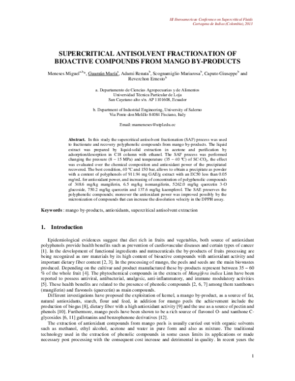 (PDF) Supercritical Antisolvent Extraction of Bioactive Compounds from ...