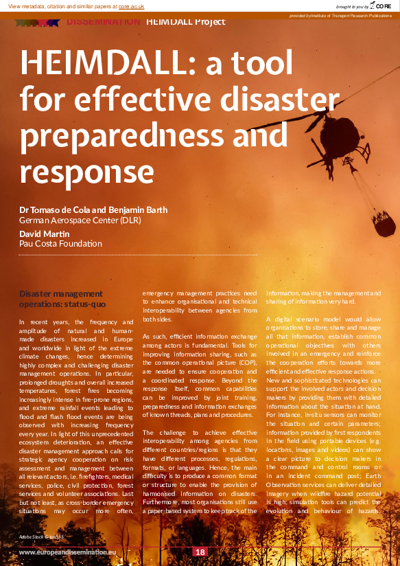 (PDF) HEIMDALL: a tool for effective disaster preparedness and response