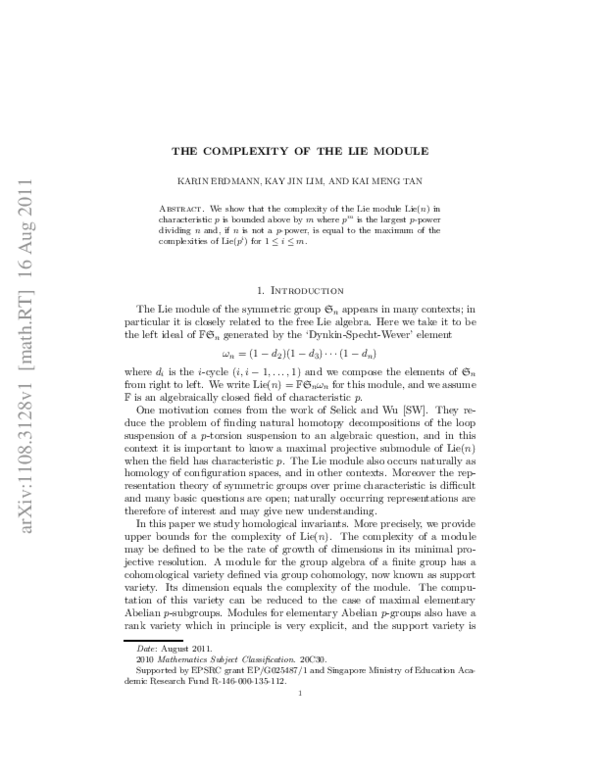 (PDF) The Complexity of the Lie Module