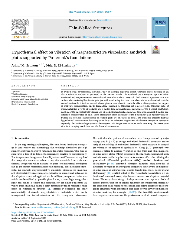 (PDF) Hygrothermal effect on vibration of magnetostrictive viscoelastic ...
