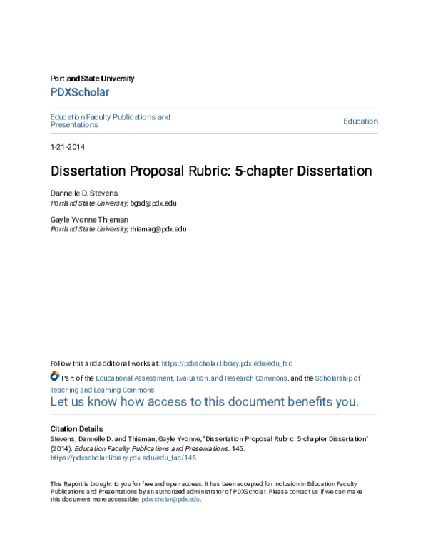 (PDF) Dissertation Proposal Rubric: 5-chapter Dissertation