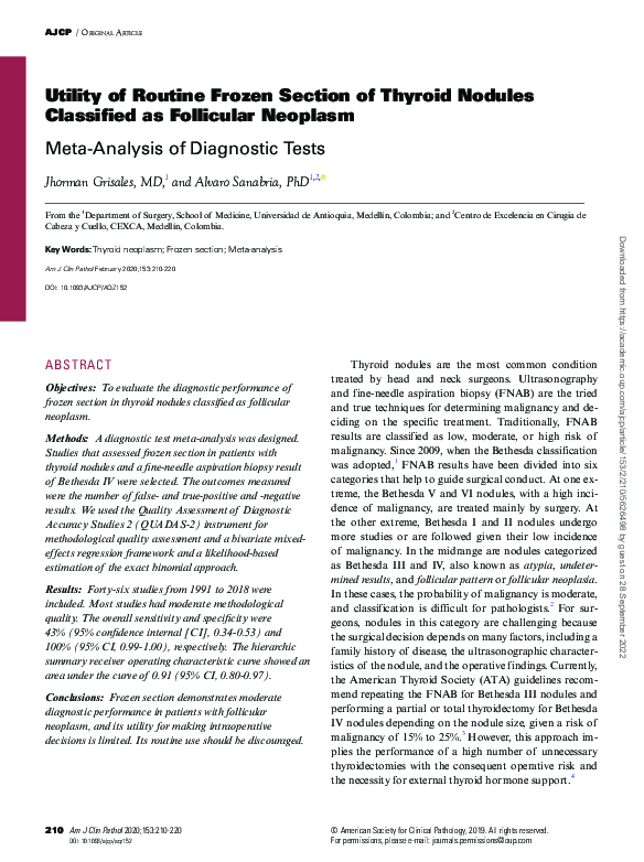 (PDF) Utility of Routine Frozen Section of Thyroid Nodules Classified ...
