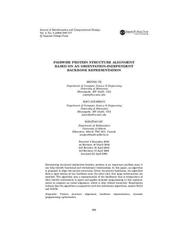 (PDF) Pairwise Protein Structure Alignment Based on an Orientation ...