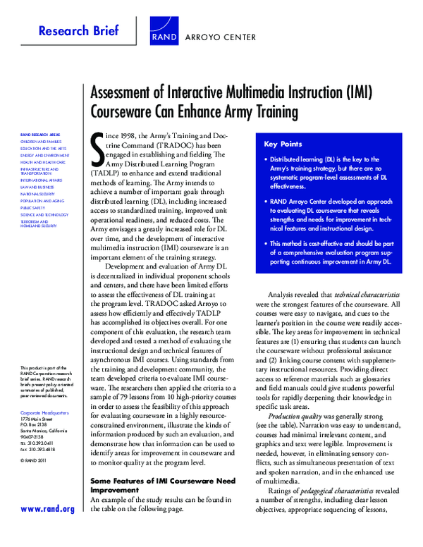 (PDF) Assessment of Interactive Multimedia Instruction (IMI) Courseware ...