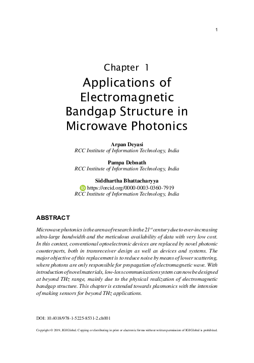 (PDF) Applications of Electromagnetic Bandgap Structure in Microwave Photonics | ARPAN DEYASI ...