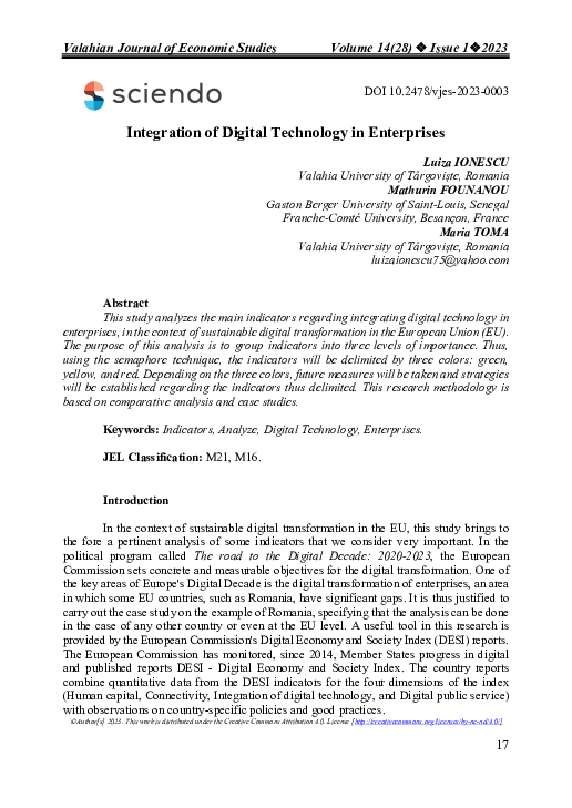 (PDF) Integration of Digital Technology in Enterprises
