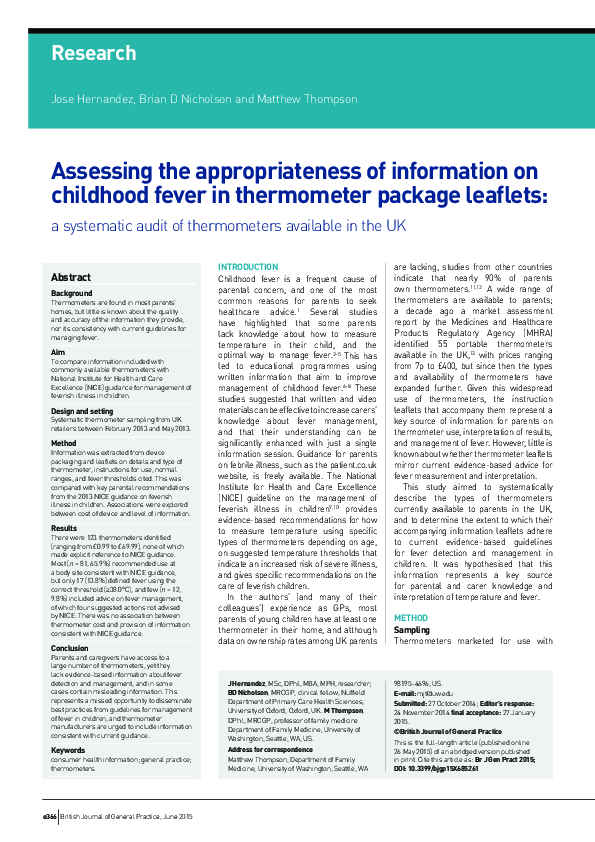 (PDF) Assessing the appropriateness of information on childhood fever ...