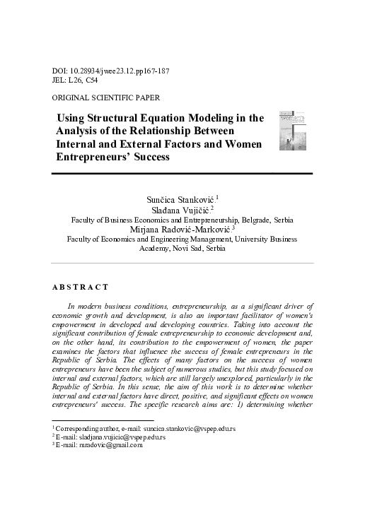 (PDF) Using Structural Equation Modeling in the Analysis of the Relationship Between Internal ...