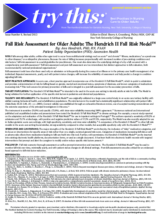 (PDF) Fall Risk Assessment for Older Adults: The Hendrich II Fall Risk ...