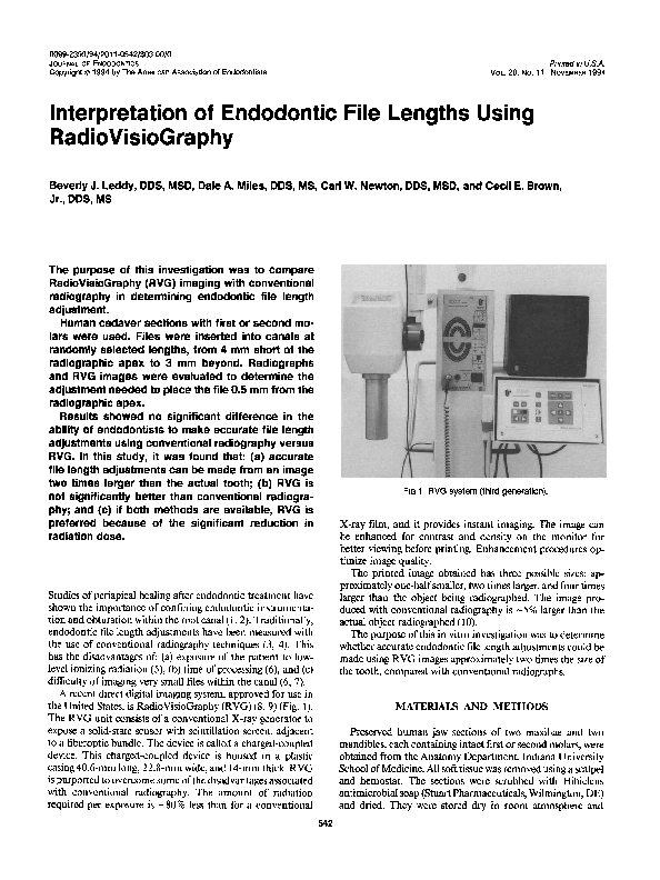 (PDF) Interpretation of endodontic file lengths using RadioVisiography