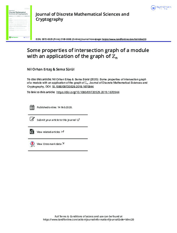(PDF) Some properties of intersection graph of a module with an application of the graph of ℤn