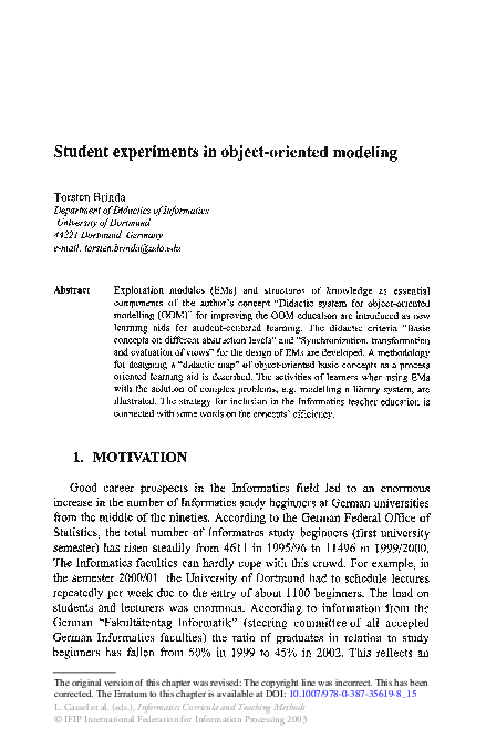 (PDF) Student experiments in object-oriented modeling | Juan Alvarez - Academia.edu