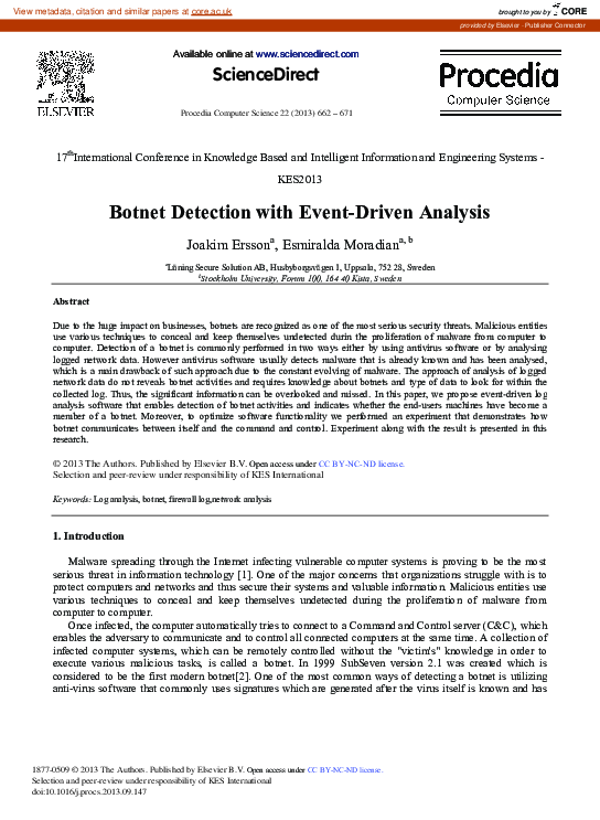 Pdf Botnet Detection With Event Driven Analysis