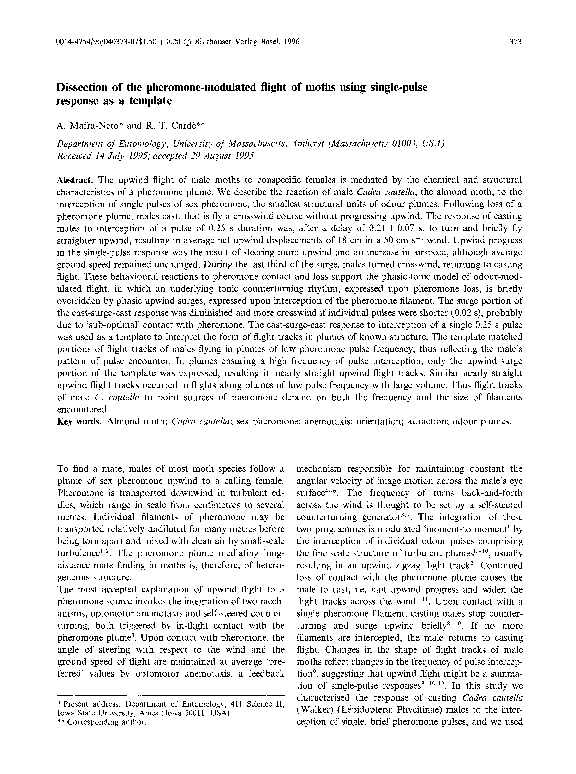 (PDF) Dissection of the pheromone-modulated flight of moths using ...