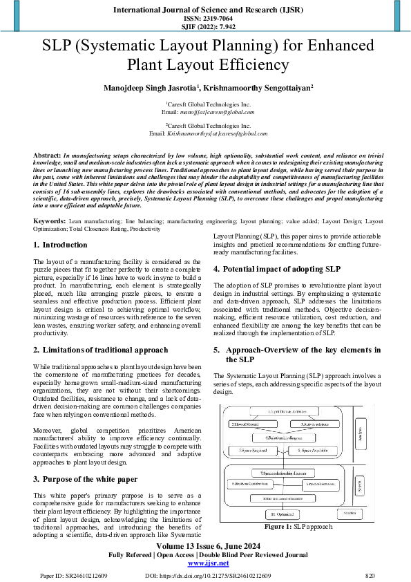(PDF) SLP (Systematic Layout Planning) for Enhanced Plant Layout Efficiency