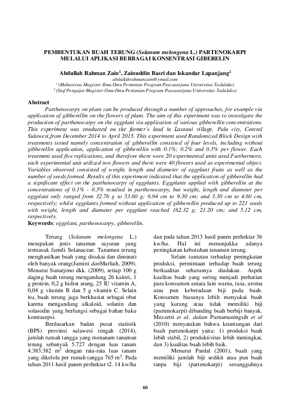 (PDF) PEMBENTUKAN BUAH TERUNG (Solanum melongena L.) PARTENOKARPI ...