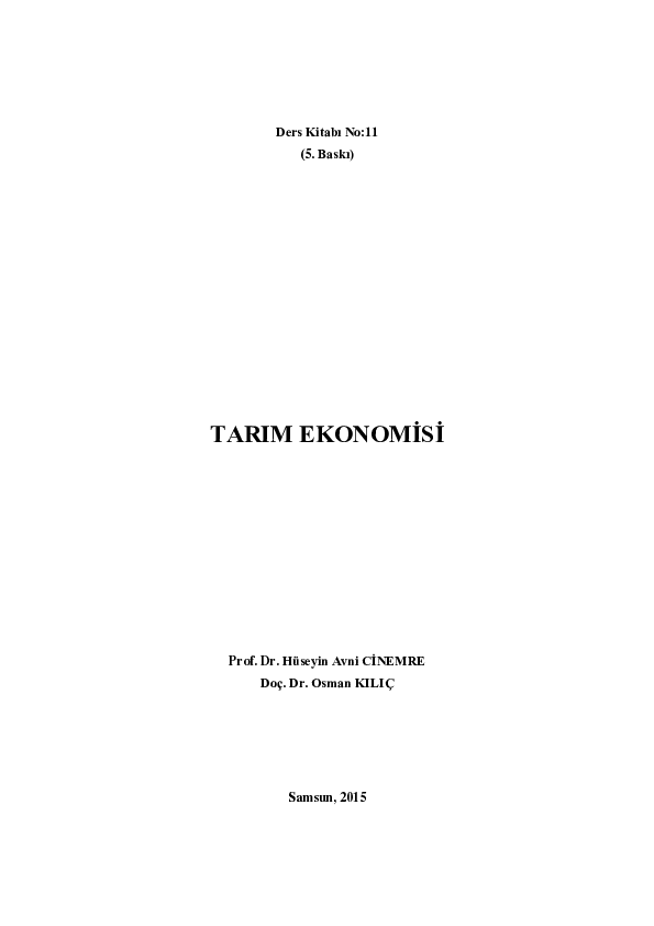 (PDF) TARIM EKONOMİSİ