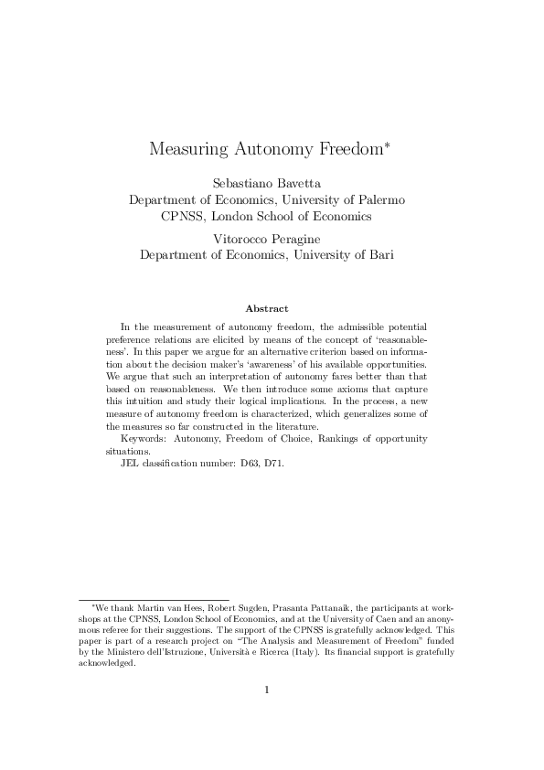 (PDF) Measuring autonomy freedom