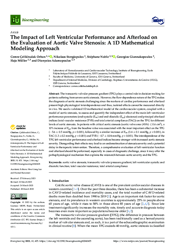 (PDF) The Impact of Left Ventricular Performance and Afterload on the ...