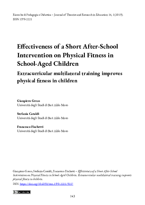 (PDF) Effectiveness of a Short After-School Intervention on Physical ...